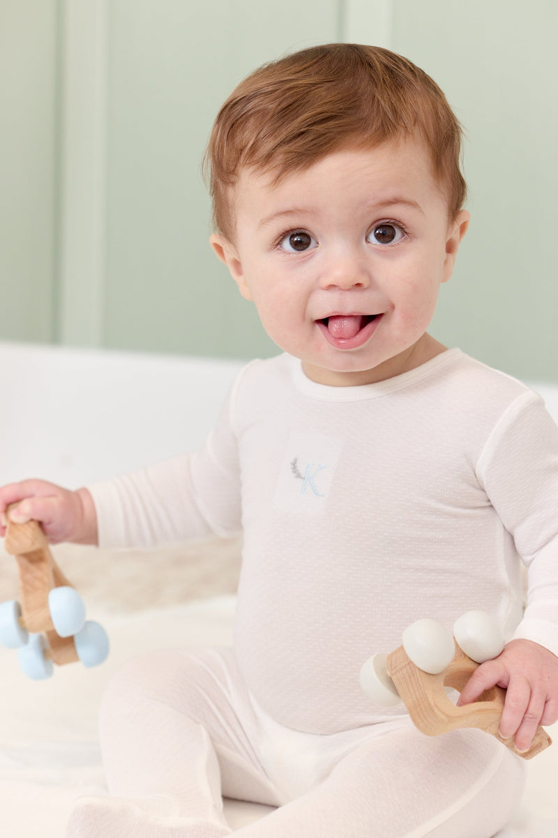 Metallic Embroidered Romper + Bonnet Set - Blue – KIPP™ Collection